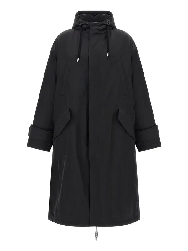 AMI Paris Padded Fabric Long Parka - Gray