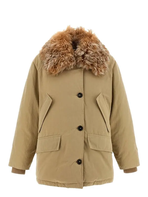 Prada Fur Collar Cotton Jacket - Beige
