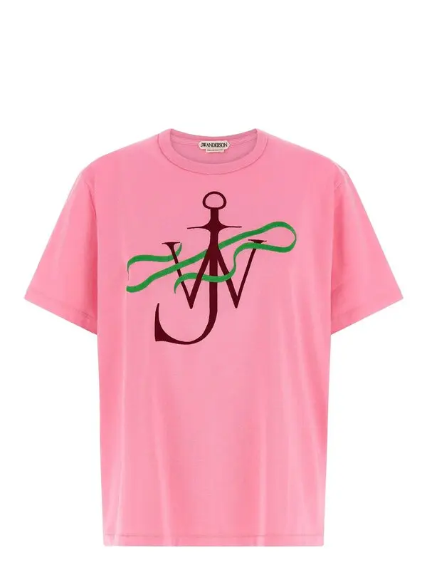 J.W.ANDERSON Ribbon Anchor Cotton Jersey T-shirt - Pink