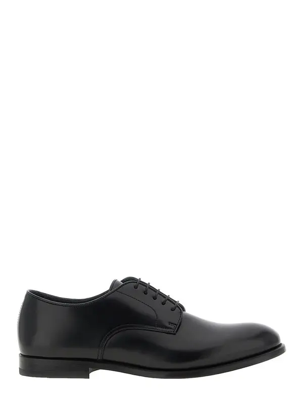 DOUCAL'S 5 Fori Brushed Calfskin Leather Derby Shoes - Black