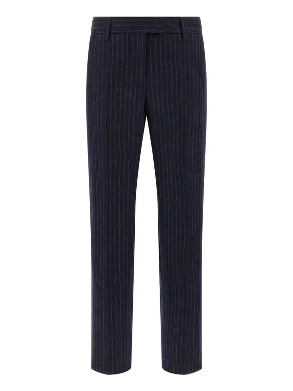 Alberto Biani Franca Pinstripe Wool Pants - Blue