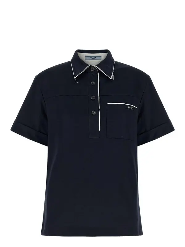 Prada Double-layer Cotton Polo Shirt - Blue