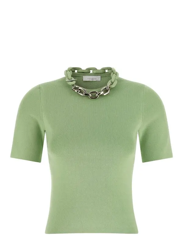 Rabanne Chain Embellished Short Sleeve T-shirt - Green