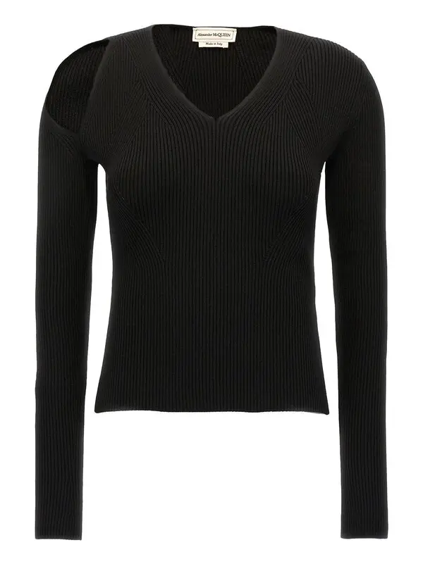 Alexander McQueen Cut-out Sweater - Black