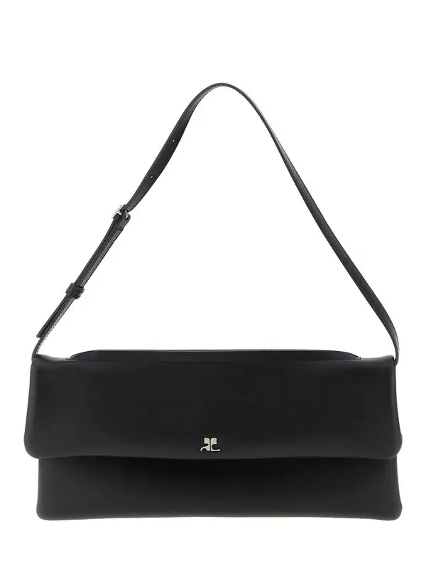 COURREGES Smooth Calf Leather Wrist Clutch - Black