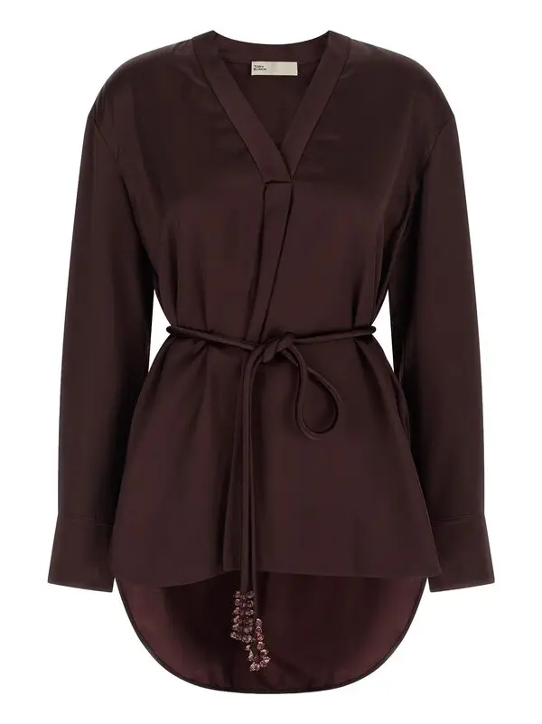 Tory Burch Satin Blouse - Bordeaux