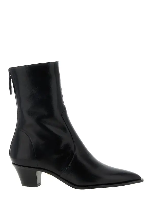 AQUAZZURA Brunswick Leather Ankle Boots - Black