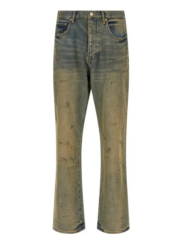 PURPLE BRAND P011 Dirty Oil Repair Denim Jeans - Yellow