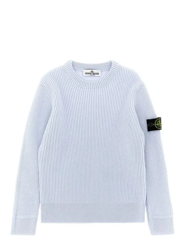 Stone Island Ribbed Virgin Wool Sweater - Light Blue