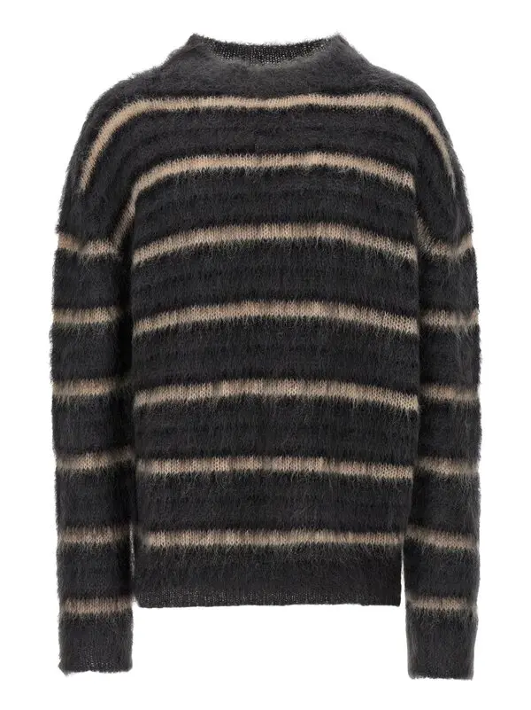 Marni Striped Brushed Mohair Sweater - Gray