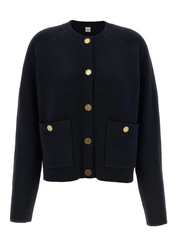 TOTEME Hammered Button Cardigan - Blue