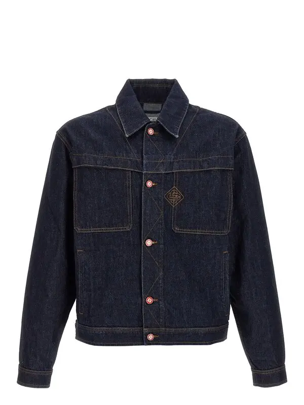Casablanca Logo Embroidery Denim Jacket - Blue