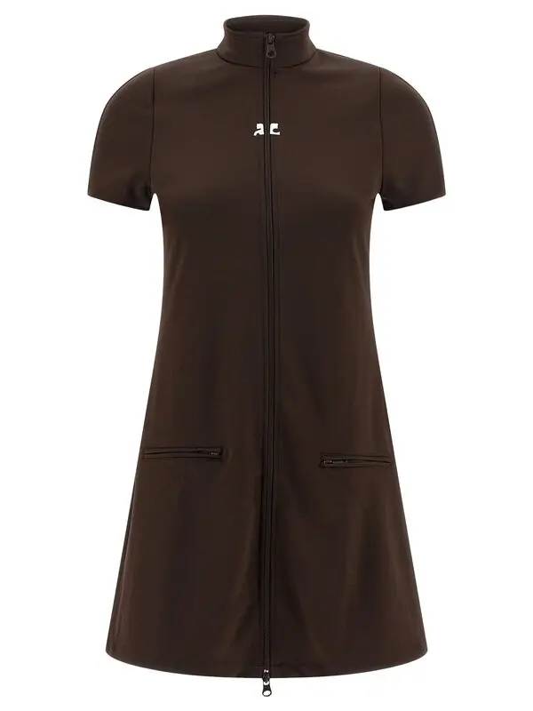 COURREGES Interlock Tracksuit Mini Dress - Brown