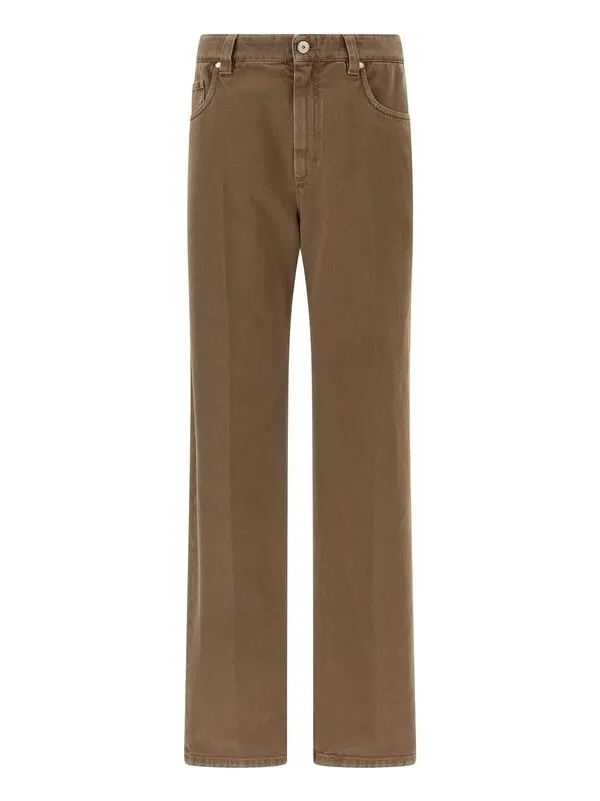 Brunello Cucinelli Straight Leg Denim Trousers - Beige