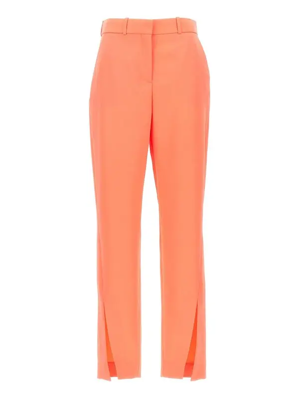 Balmain High-waisted Wool Straight Cut Pants With Side Splits - Pink