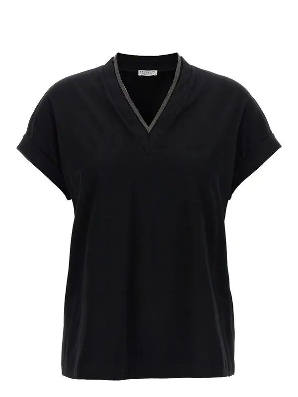 Brunello Cucinelli Monile V-neck T-shirt - Black