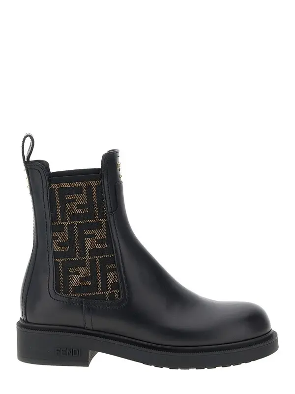 Fendi Filo Leather Ankle Boots - Black