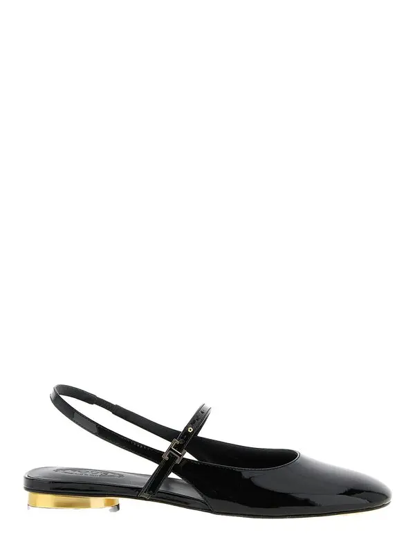 TOD'S Patent Leather Mary Jane Flats - Black