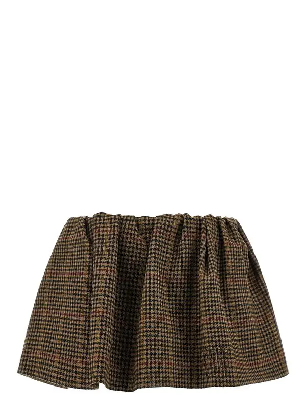 Miu Miu Houndstooth Wool Mini Skirt - Brown