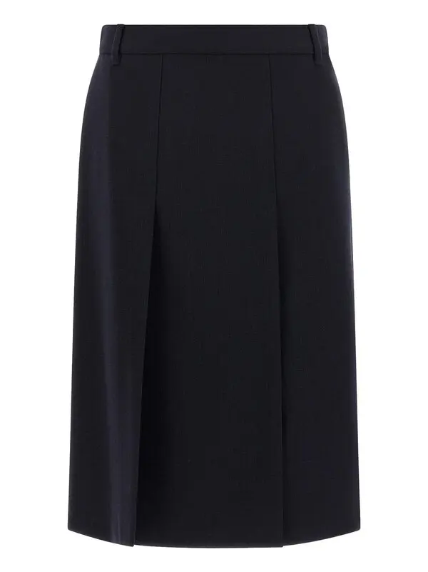 Prada Virgin Wool Midi Skirt - Blue