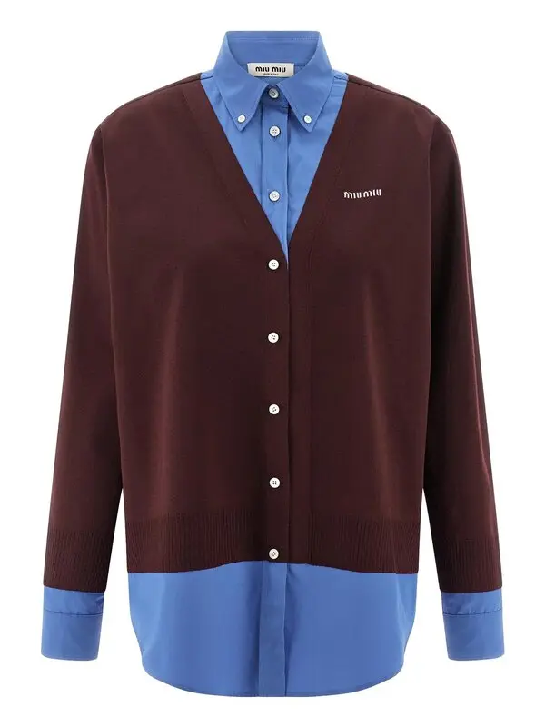 Miu Miu Poplin And Cashmere Shirt - Multi