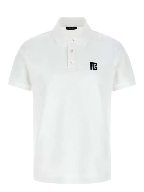Balmain Embroidery Polo Shirt - White/black