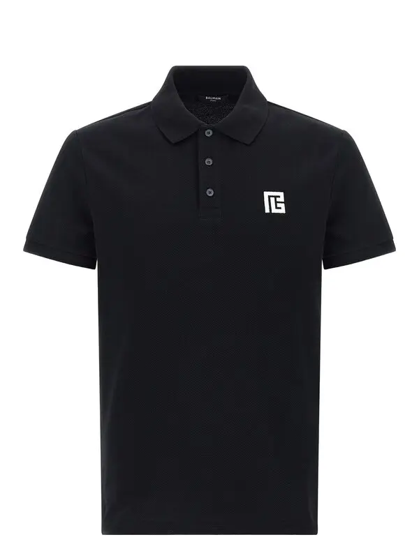 Balmain Embroidery Polo Shirt - White/black