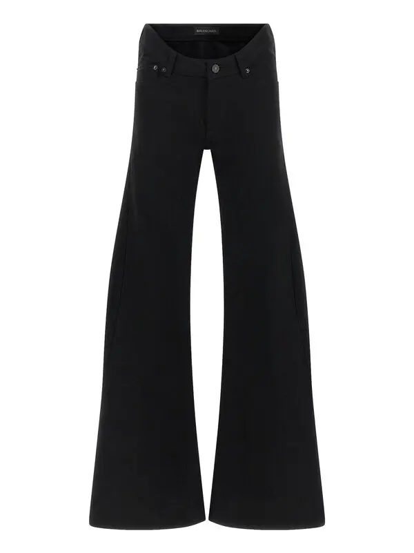 Balenciaga Cotton Denim Wide Flared Jeans - Black