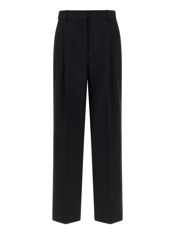 TOTEME Wool Blend Straight Leg Trousers - Black