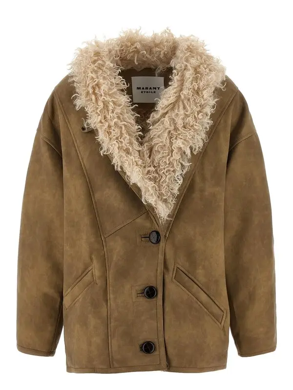 MARANT ETOILE Clea Suede Effect Fabric Jacket - Beige