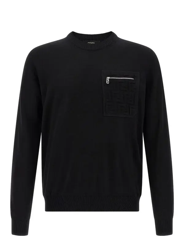 Fendi Ff Pocket Wool Sweater - Black