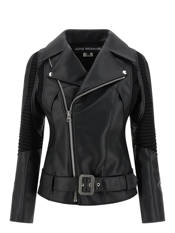 Junya Watanabe Knitted Insert Biker Jacket - Black