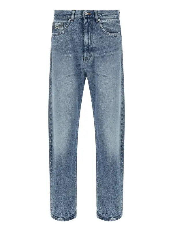 Versace Studded Straight Leg Denim Jeans - Blue