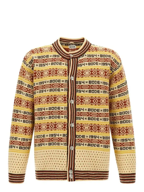 BODE Marzipan Jacquard Wool Cardigan - Multi