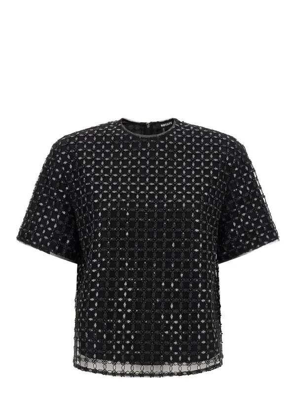 ROTATE BY BIRGER CHRISTENSEN Beaded Oversize Top - Black