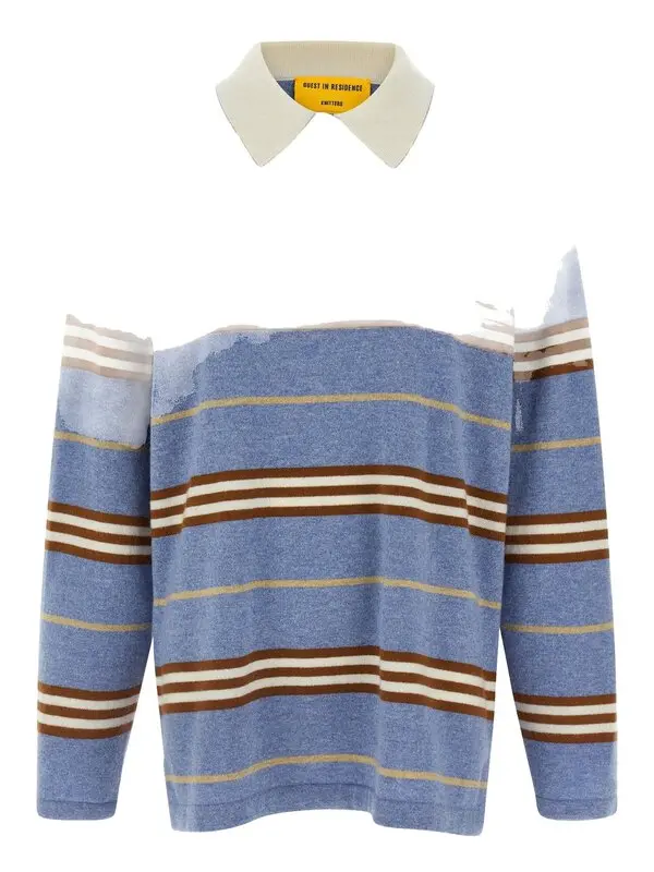 Guest In Residence Striped Cashmere Rugby Shirt - Light Blue