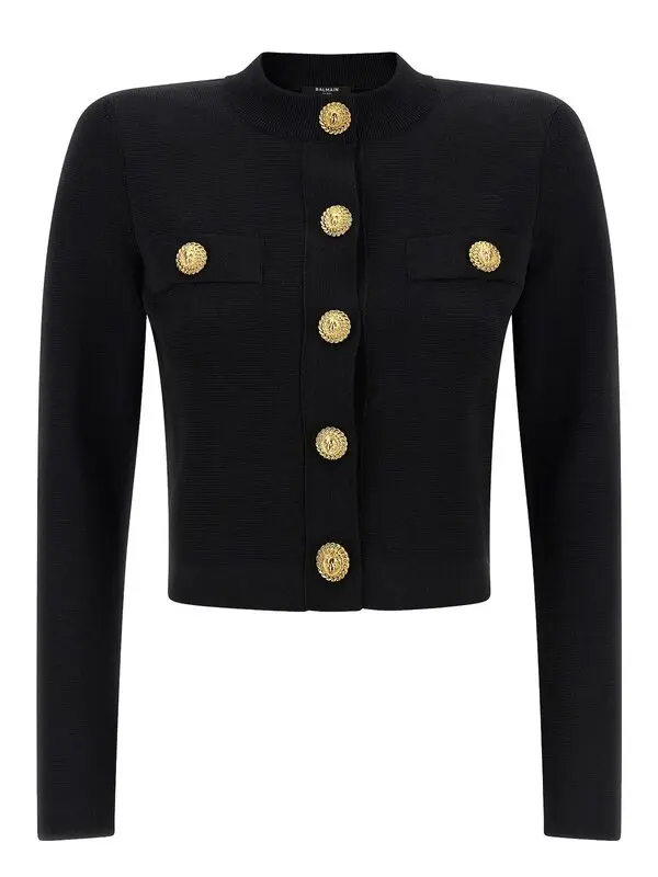 Balmain Cropped Cardigan - Black