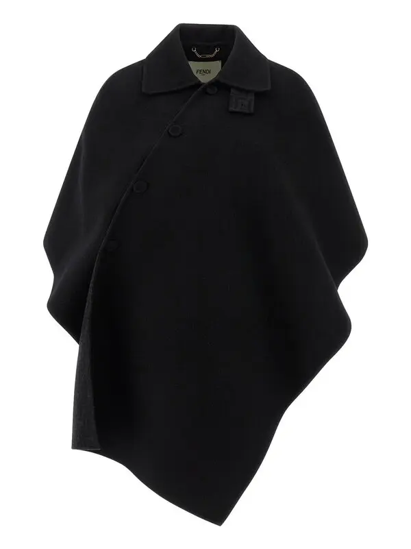 Fendi Virgin Wool Short Cape - Black