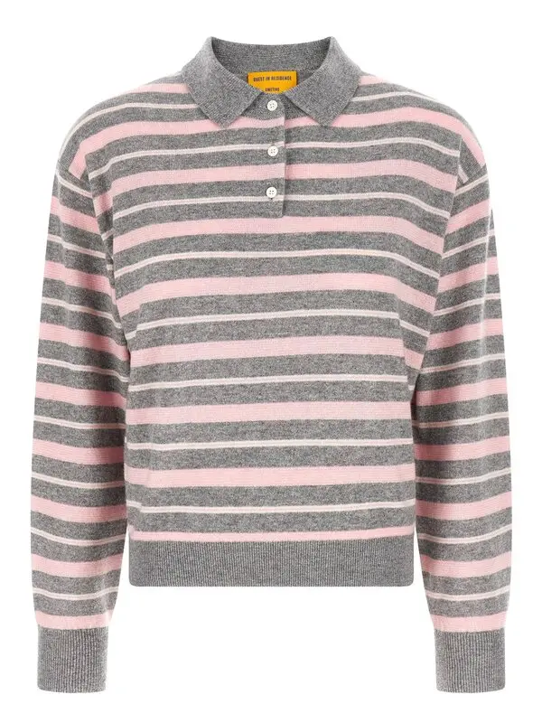 Guest In Residence Collegiate Stripe Cashmere Polo Sweater - Multi