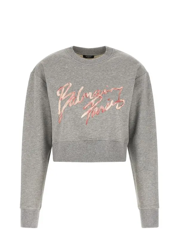Balmain Cotton Sweatshirt - Gray