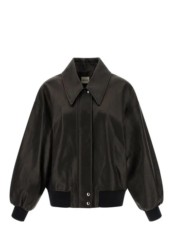 Khaite Shelman Leather Bomber Jacket - Black