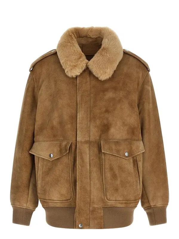 Prada Sheepskin Bomber Jacket - Beige