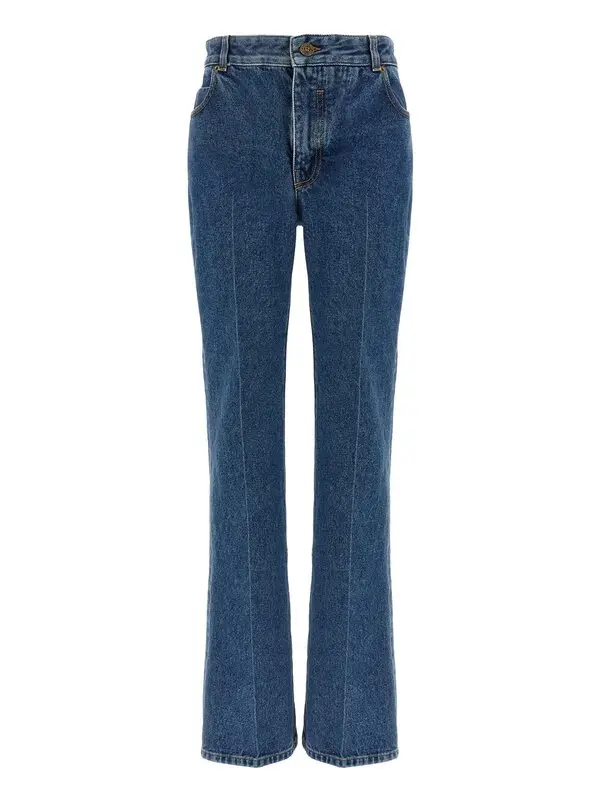 Balmain High-waist Straight-leg Denim Jeans - Blue