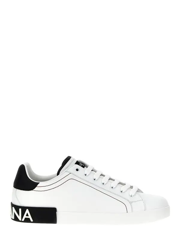 Dolce & Gabbana Portofino Leather Sneakers - White/black
