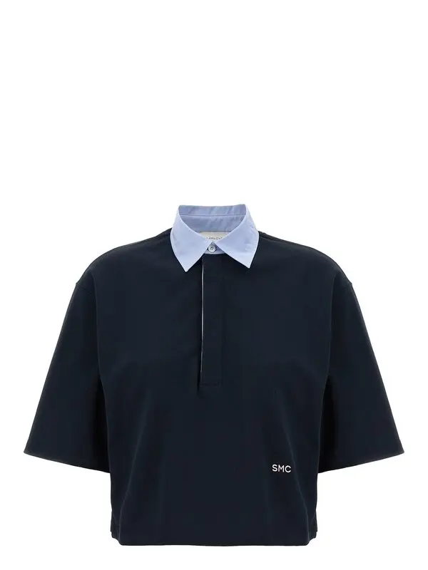 Stella McCartney Cropped Piqué Polo Shirt - Blue