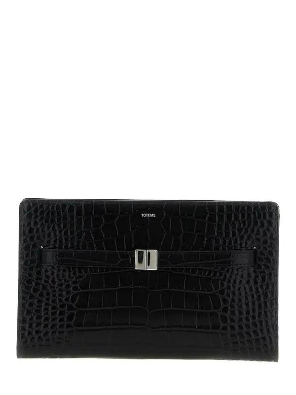 TOTEME Crocodile-print Leather Crossbody Bag - Black