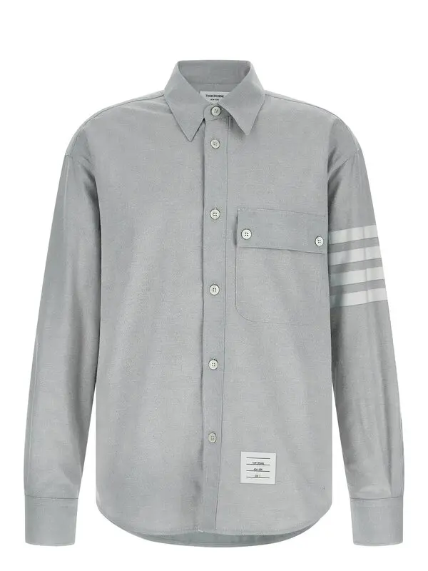 Thom Browne 4bar' Flannel Shirt - Gray