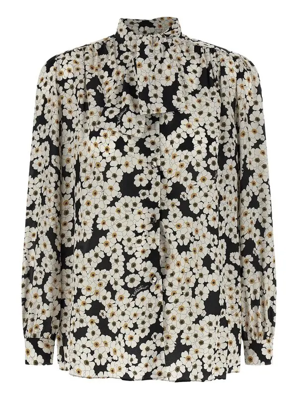 Valentino Garavani Après L'hiver Silk Crepe De Chine Shirt - White/black