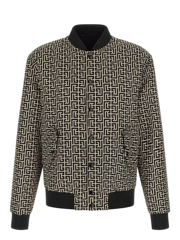 Balmain Monogram Reversible Bomber Jacket - Black