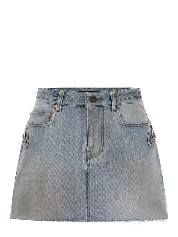 Balenciaga City Denim Miniskirt - Light Blue